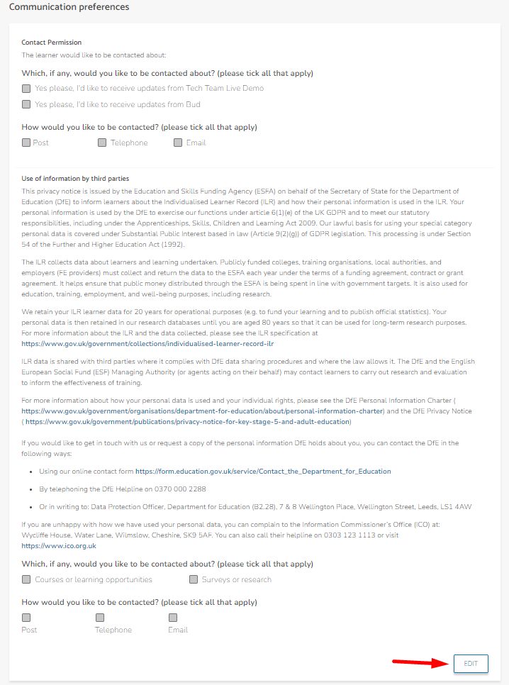 Managing your Contact Preferences - learners guide – Bud Systems
