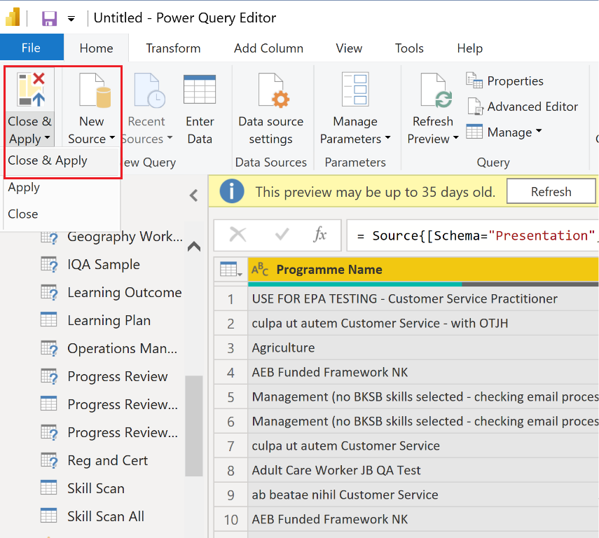 Power Bi - How to Add a Table from the Presentation Layer into the ...
